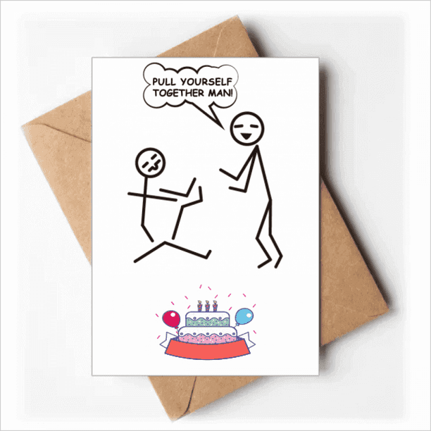 Line Man Body Joint Leg Art Deco Fashion Happy Birthday Greeting Cards ...