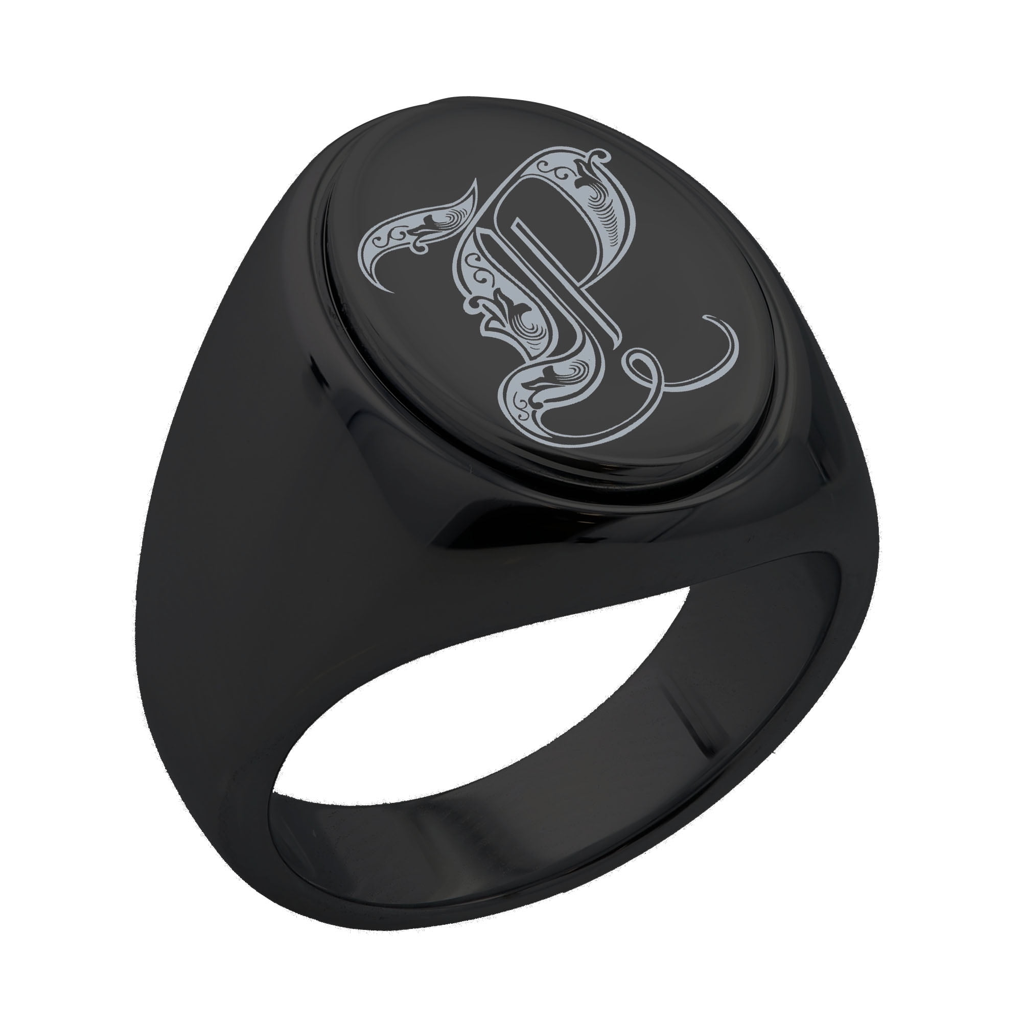 Tungsten Male Men Biker Signet Anniversary Ring Royal Initial Letter ...
