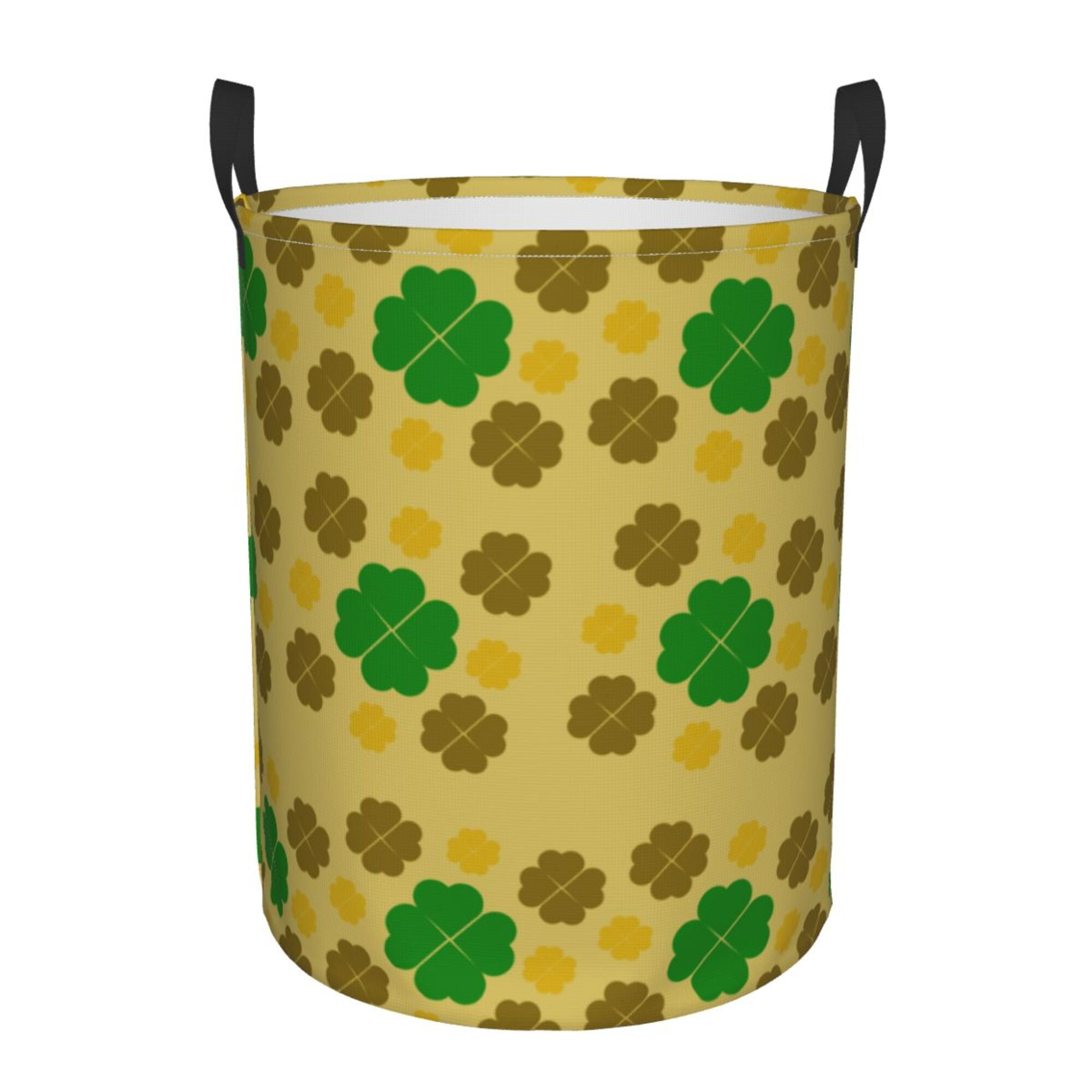 XMXY Round Laundry Basket Organizer, Clovers Flowers Brown Waterproof ...