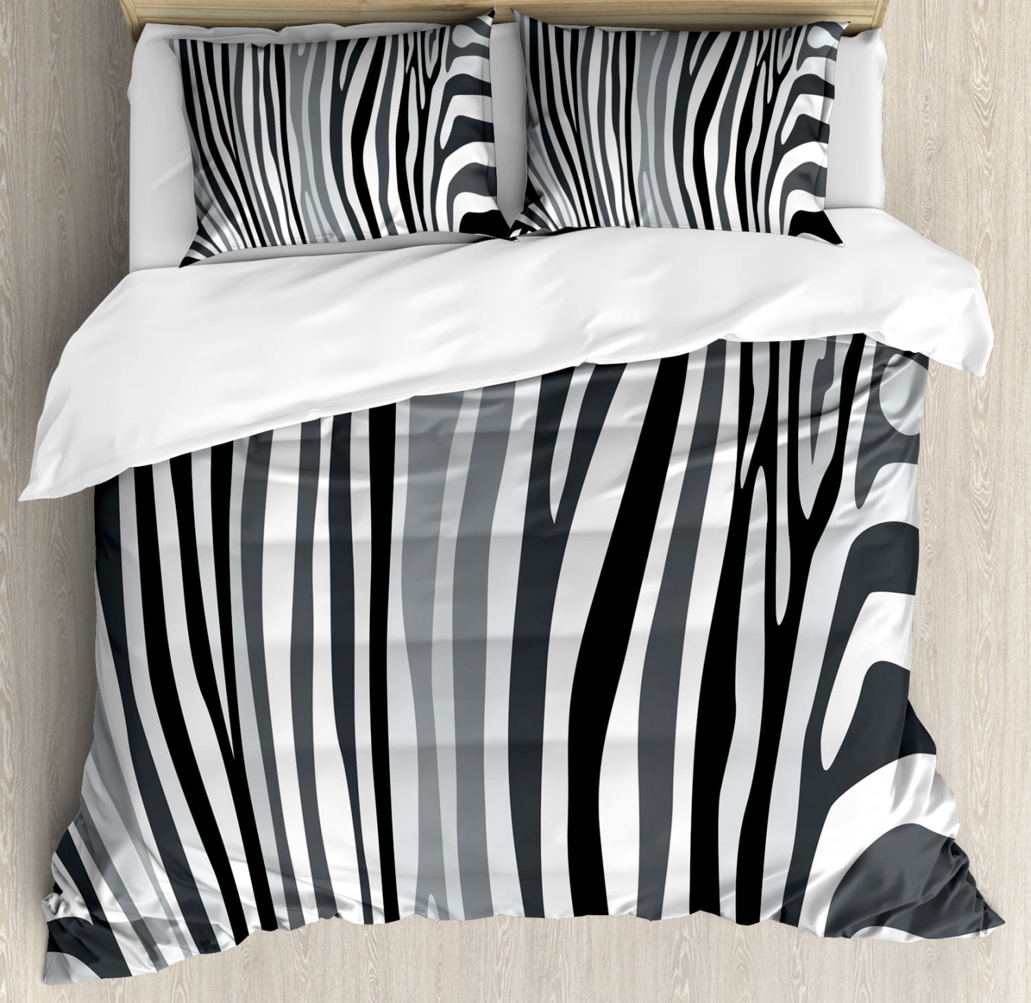 Zebra Print Duvet Cover Set, Zebra Pattern Vertical Striped Design ...