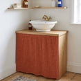 Brick Red Solid Cabinet Curtain, Minimalist Cloth Rust Grain Linen ...