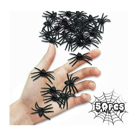 HEIBIN 50pcs Halloween Realistic Plastic Spider, Fake Spider Prank Prop ...