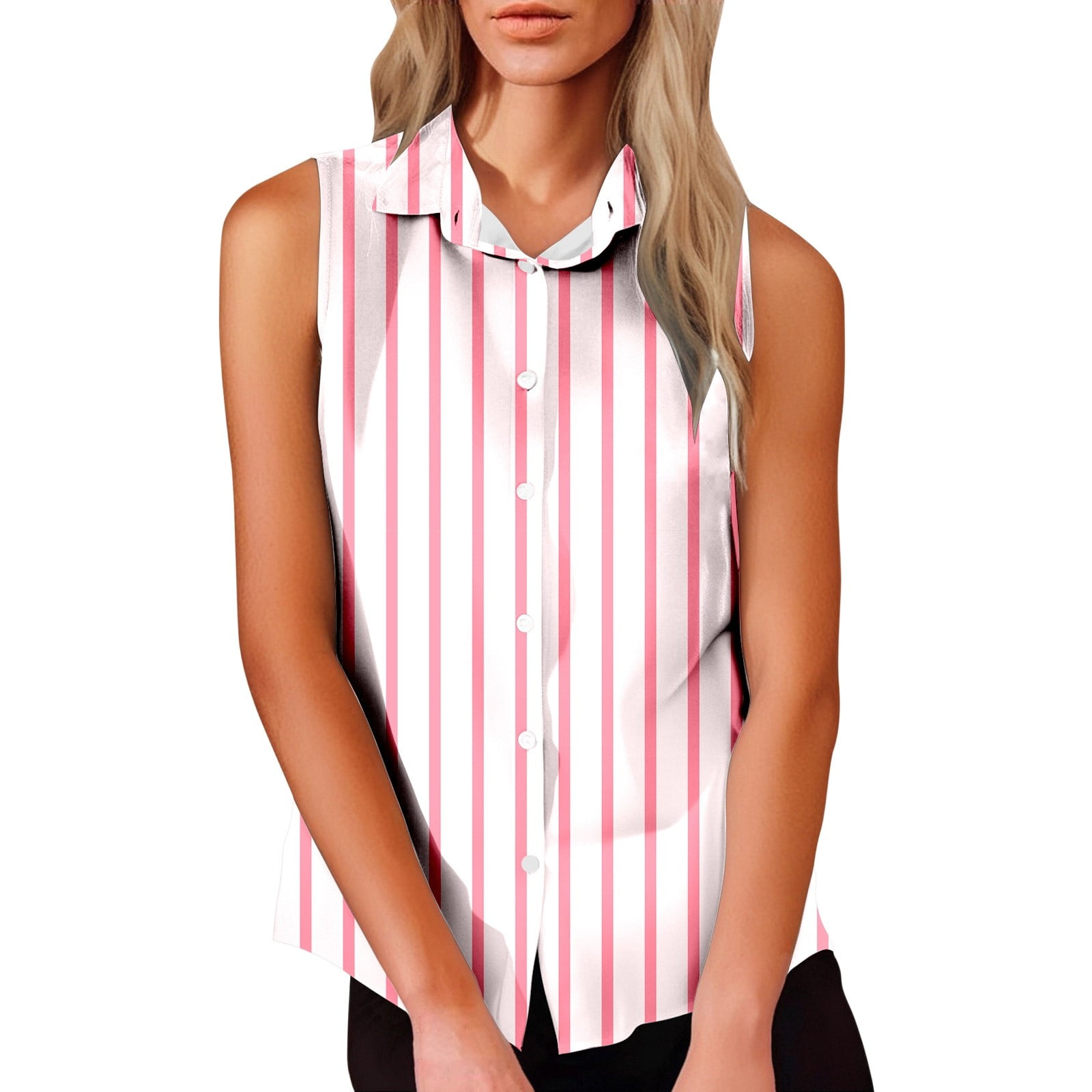 GPOECD Blouse Sans Manches à Rayures pour Femmes Tunique de Mode ...