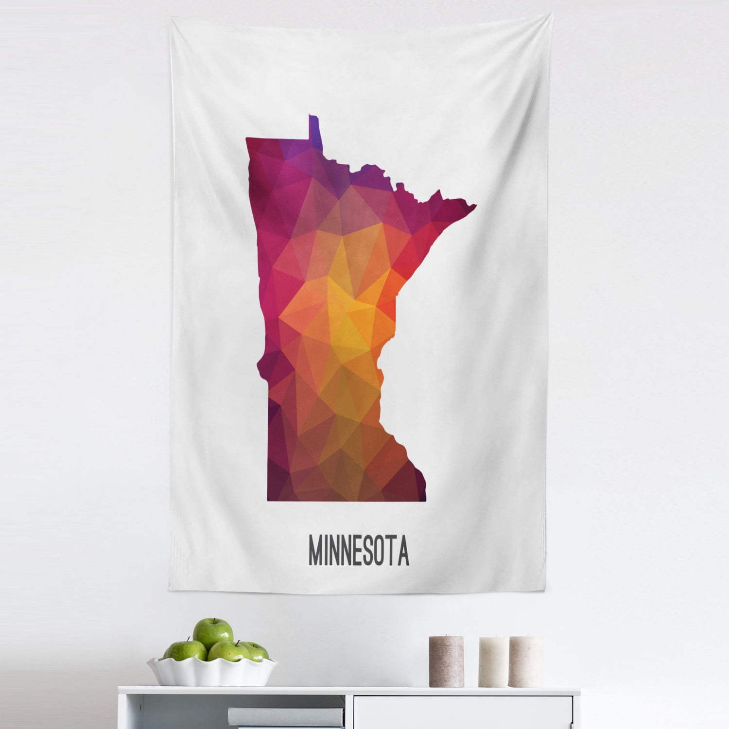 Minnesota Tapestry, Low Poly Effect Minnesota State Map Silhouette in ...