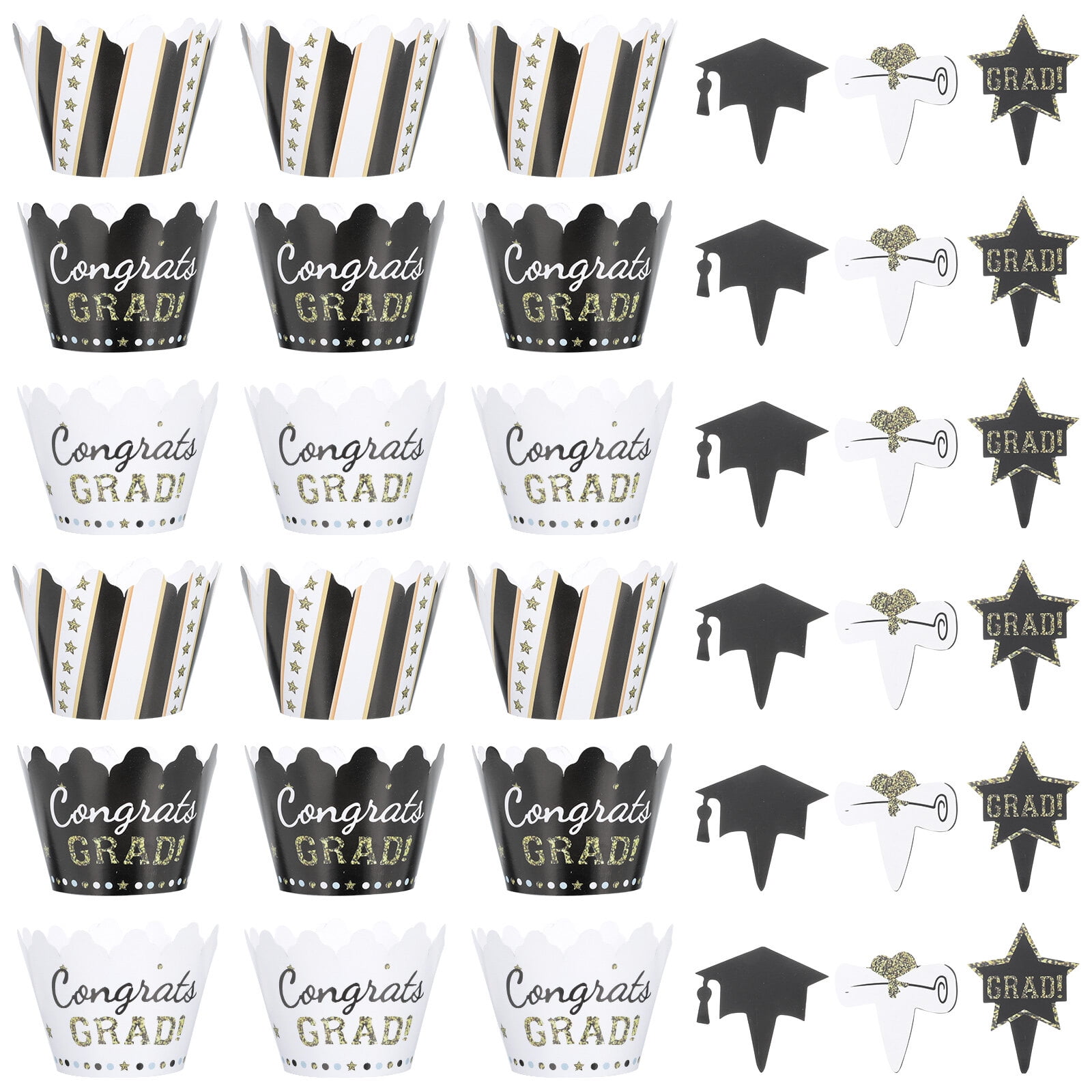 36Sets Graduation Theme Cake Topper Border Creative Paper Cake ...