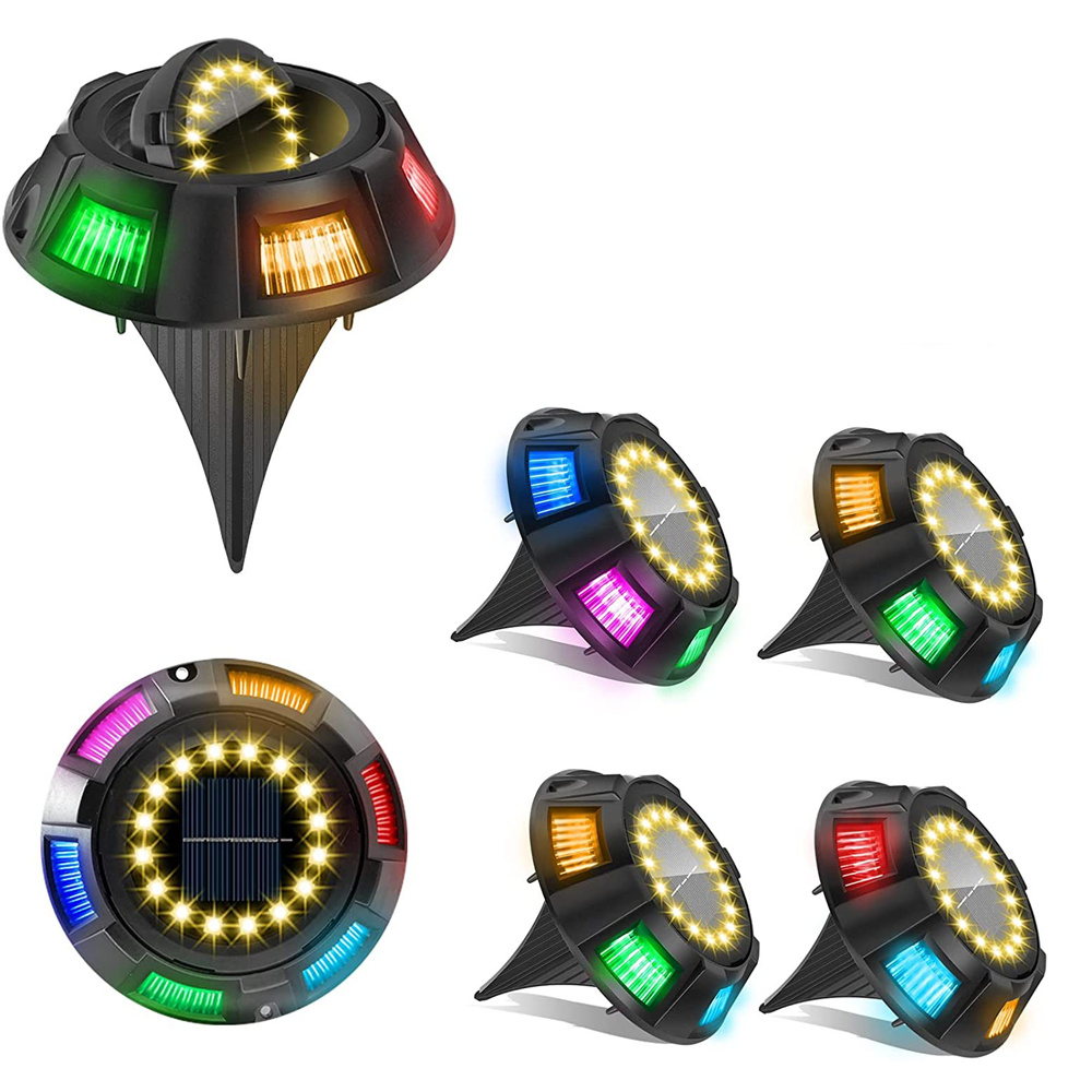4 Pack Solar Garden Lights LED Color Changing Floor Lights, Disc Lights ...