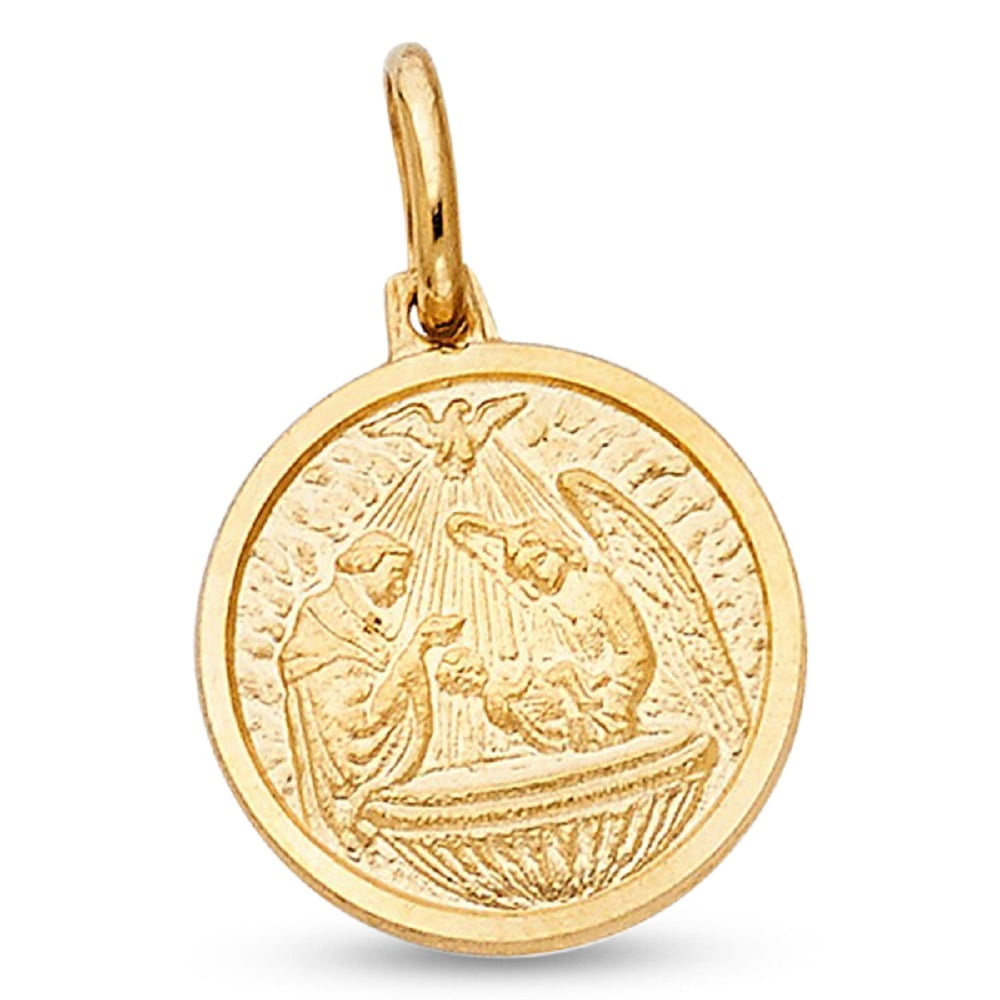 Religious Baptism Pendant 14k Yellow Gold Medallion Coin Charm ...
