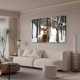 Deer Stand On Snowfield Trees Snow Wall Art Painting Canvas Poster ...