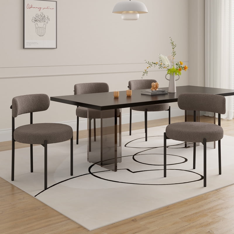 Click here for Hawsaiy Dining Chairs Set Of 4  Round Boucle Dinin... prices