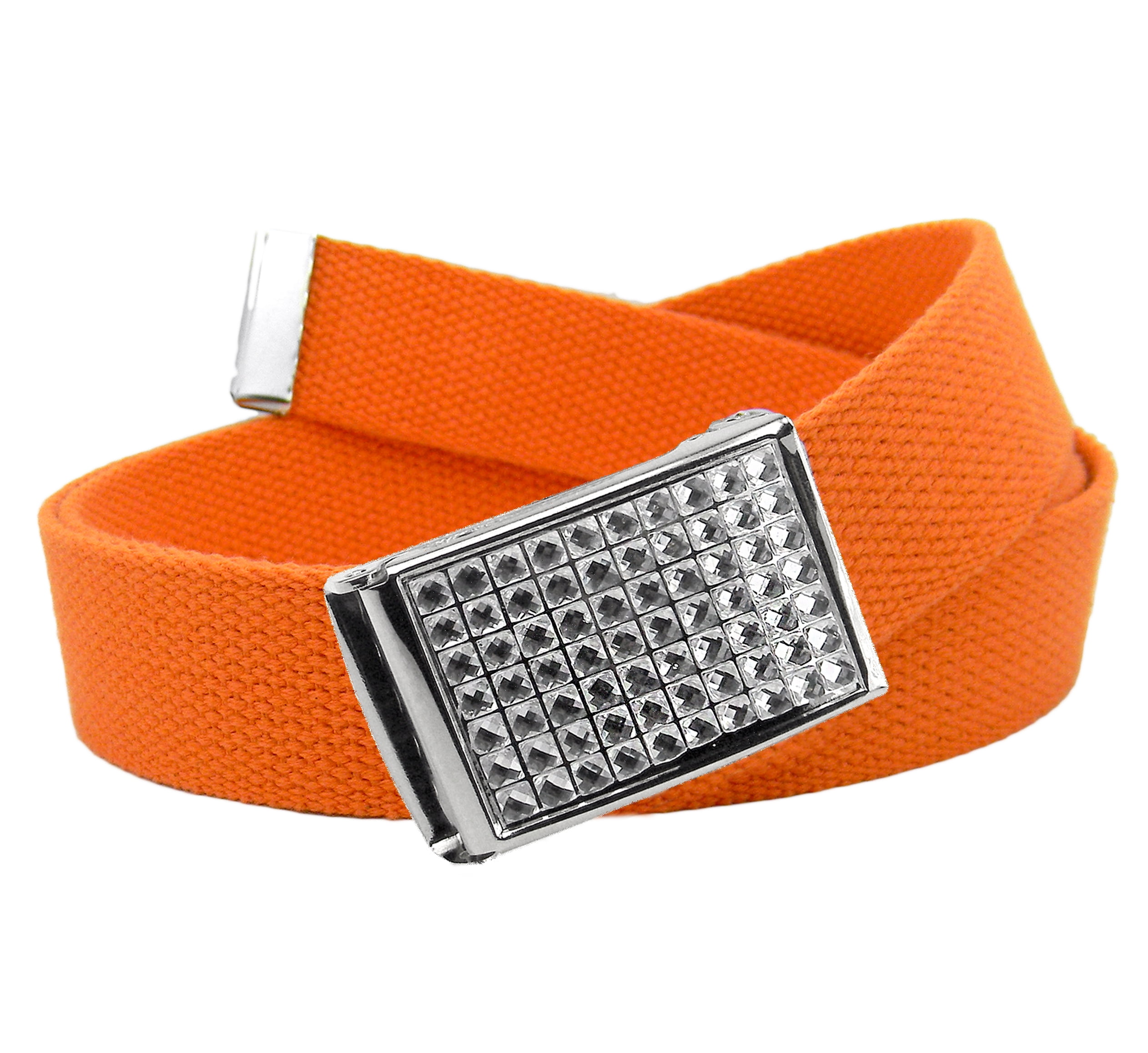 Girls School Uniform Belt Sparkly Crystal Easy Clamp Buckle with Canvas ...