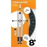 Fiskars 12-inch Metal Compass with 180-Degree Protractor, School Math ...