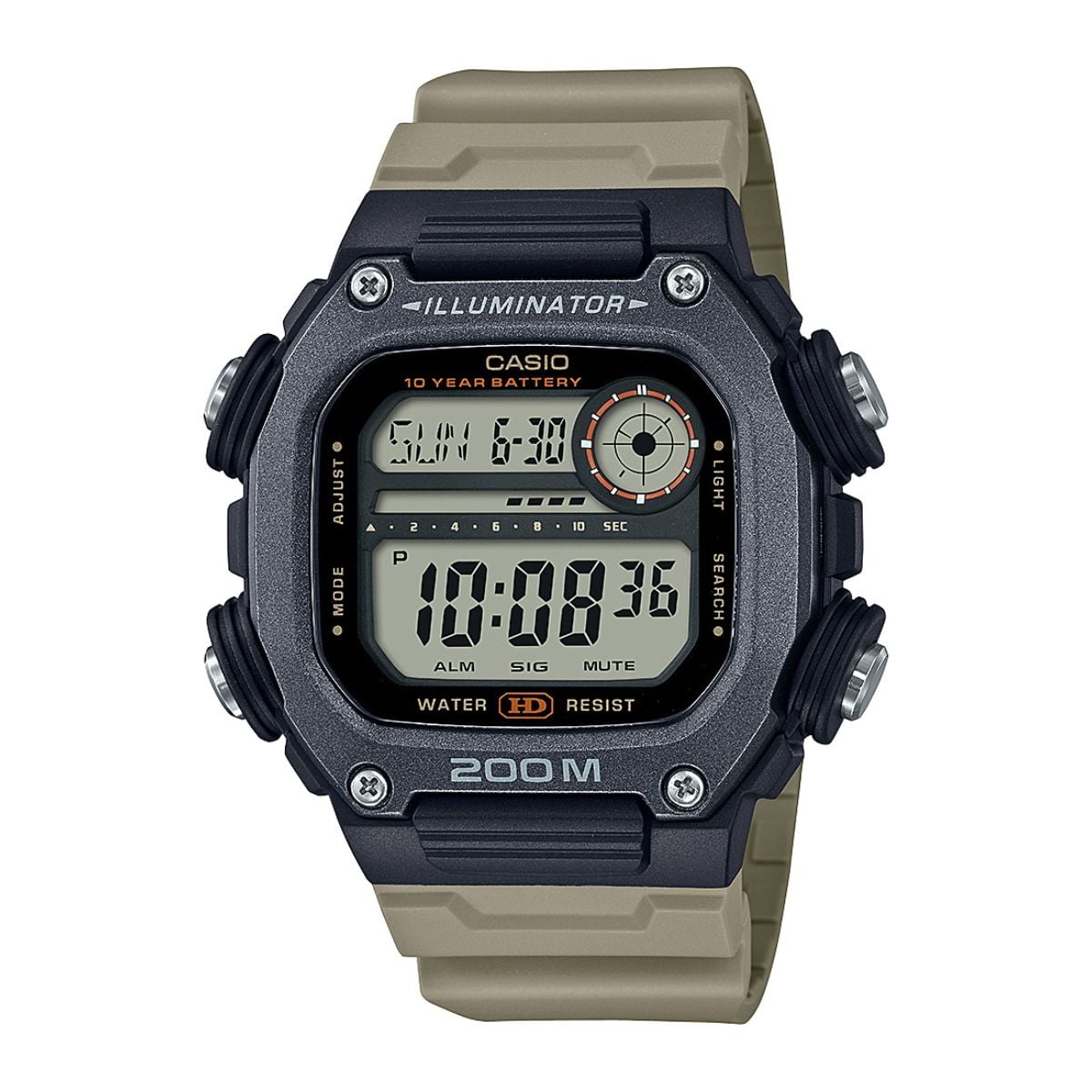 Casio Men's Heavy Duty Digital Sport Watch with Extra Long Strap, Tan ...
