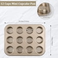 Mini Muffin Pan 2-Pack, Premium Small Cupcake Pans, Carbon Steel 12-Cup ...