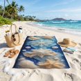 Boho towels a blue background with snowflakes and starfish on it cute ...