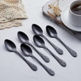 Black Dessert Spoon Set, 6.5-inch Stainless Steel Shiny Black Teaspoon ...