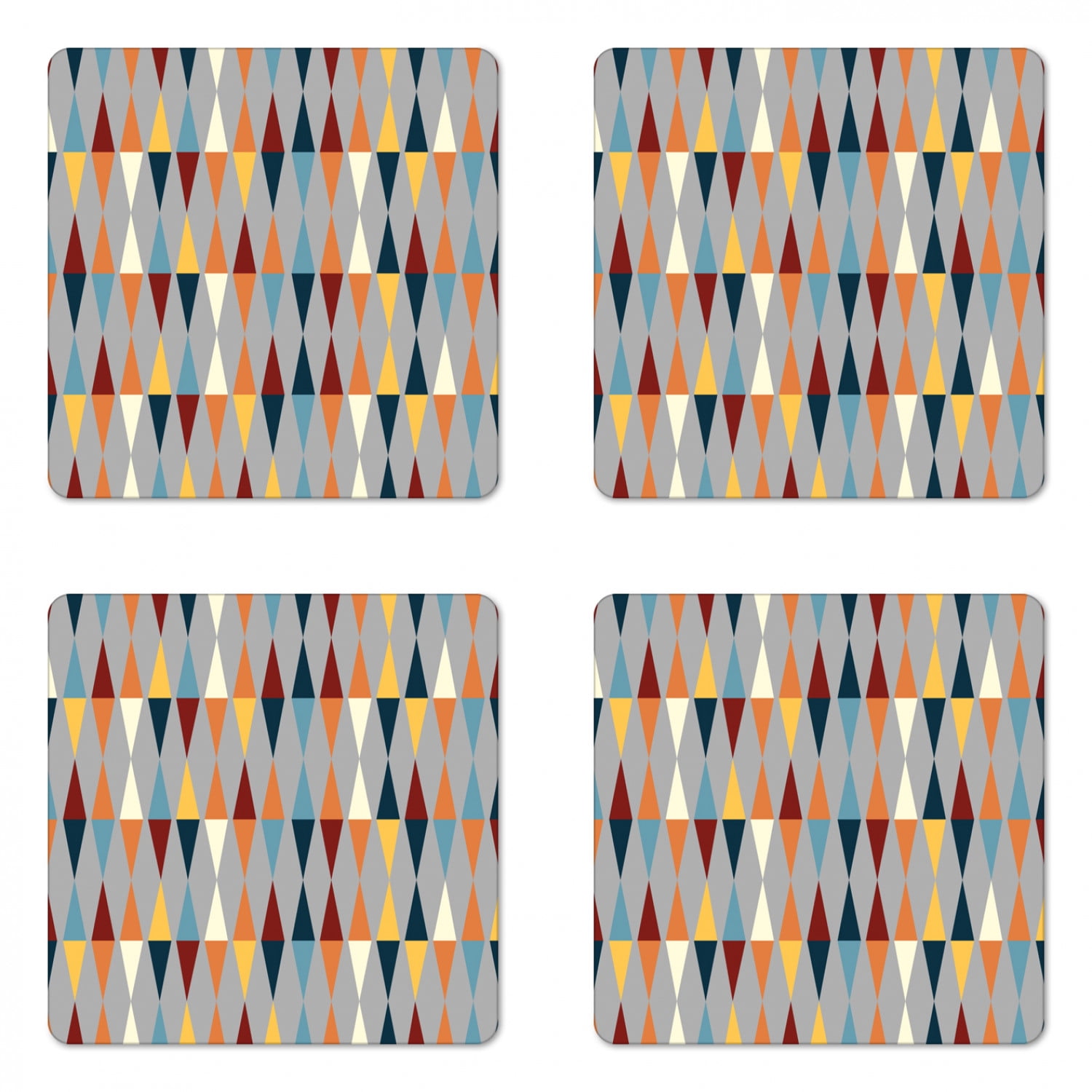 Retro Coaster Set of 4, Vertical Bicolor Long and Thin Diamond Shapes ...