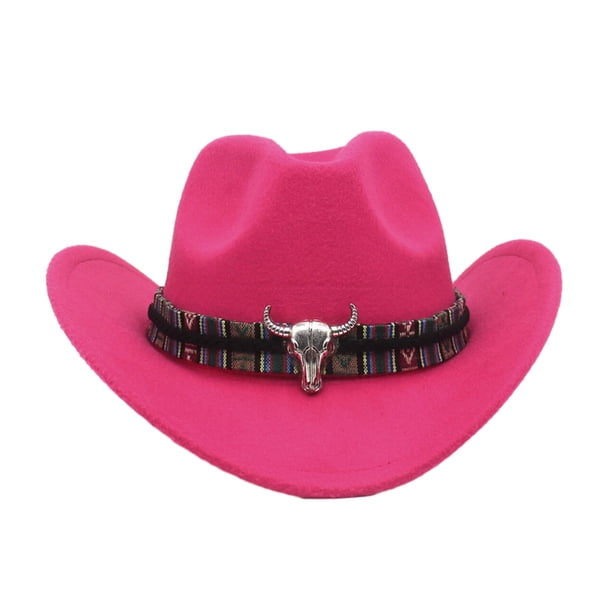 Ustyle Wide Brim Western Outback Hat Metal Bull Head Retro Strap ...