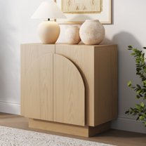 Nathan James Iris Wood Storage Cabinet with Doors, Mid-Century Modern ...