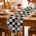 Black Brown Buffalo Plaid Table Runner Linen Burlap Table Runner 36 ...