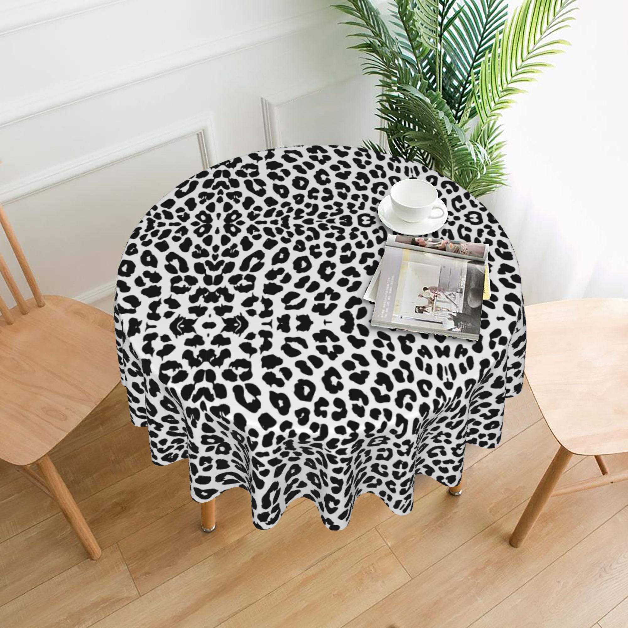 ZICANCN Round Table Cloths 60 Inch, Abstract Black Leopard Print ...