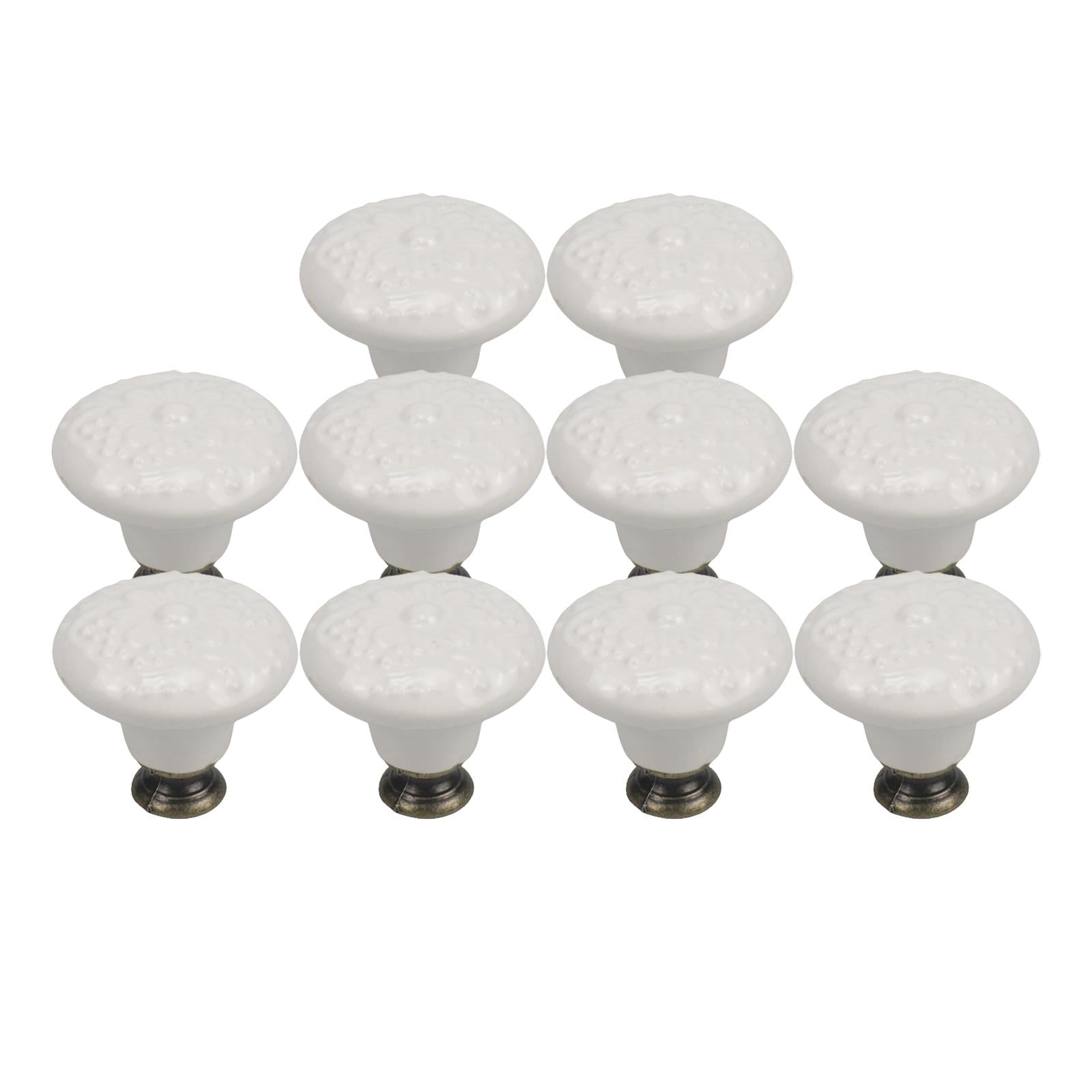 10Pcs Ceramic Drawer Knobs Dresser Knobs Vintage Flower Pattern 34mm Chic Round Handles Drawer ...