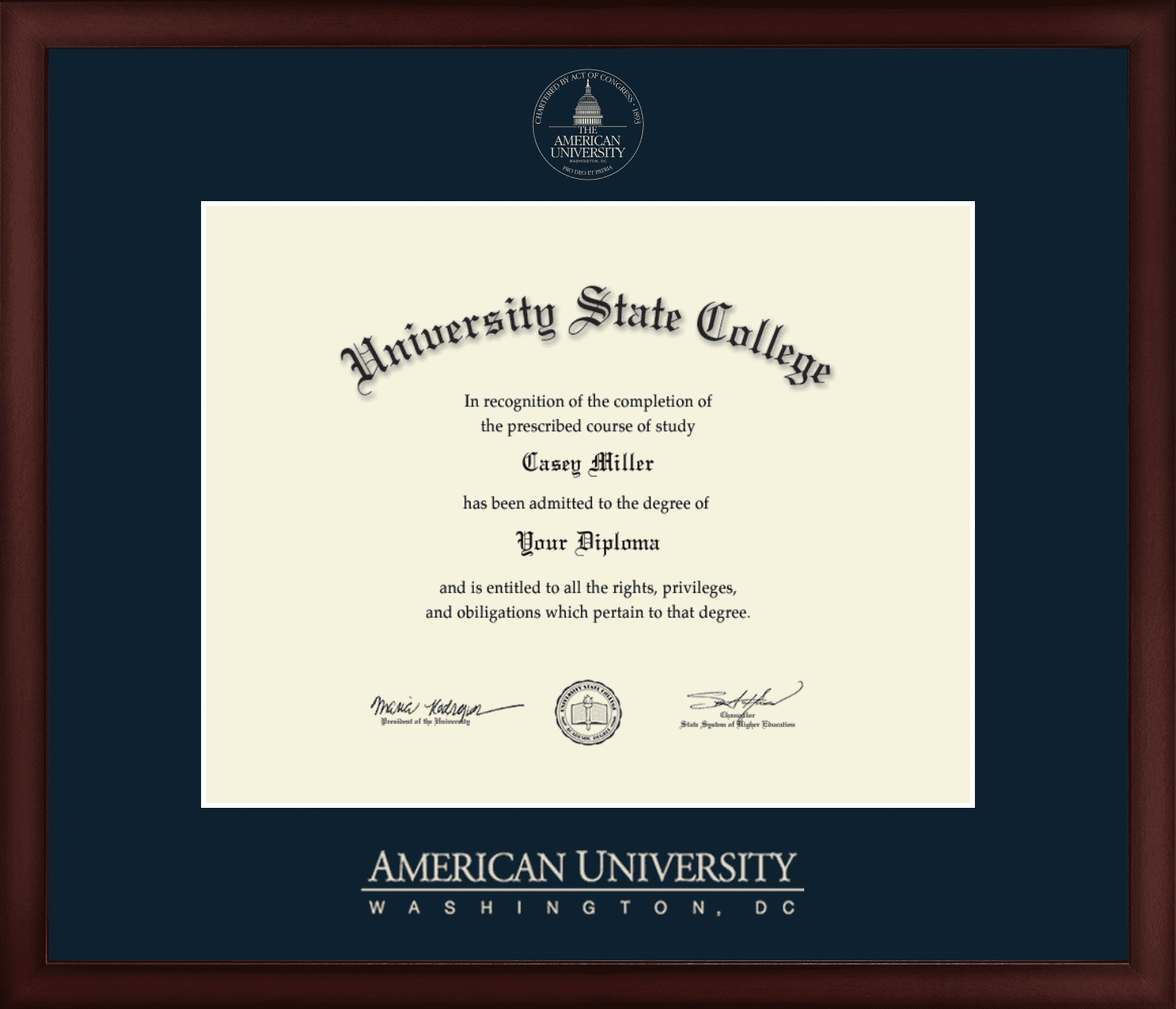American University Diploma Frame, Document Size 14" x 11" - Walmart.com