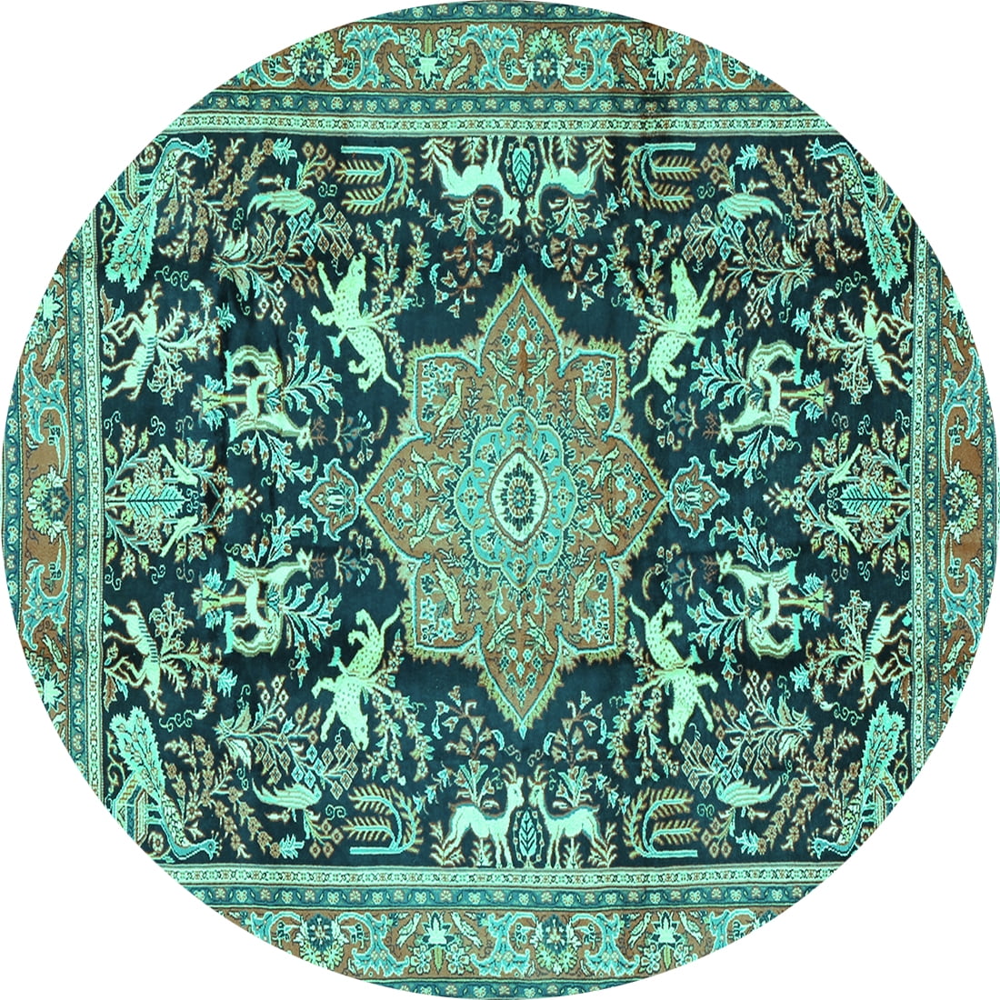 Ahgly Company Indoor Round Persian Turquoise Blue Traditional Area Rugs ...