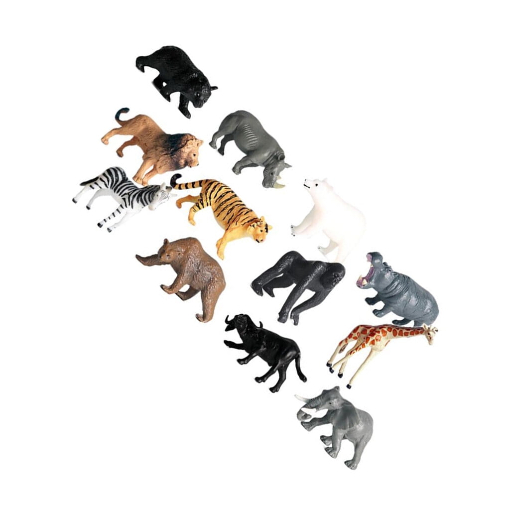12 Pieces Realistic Wildlife/Zoo Animal Model Figurine Mini Educational ...