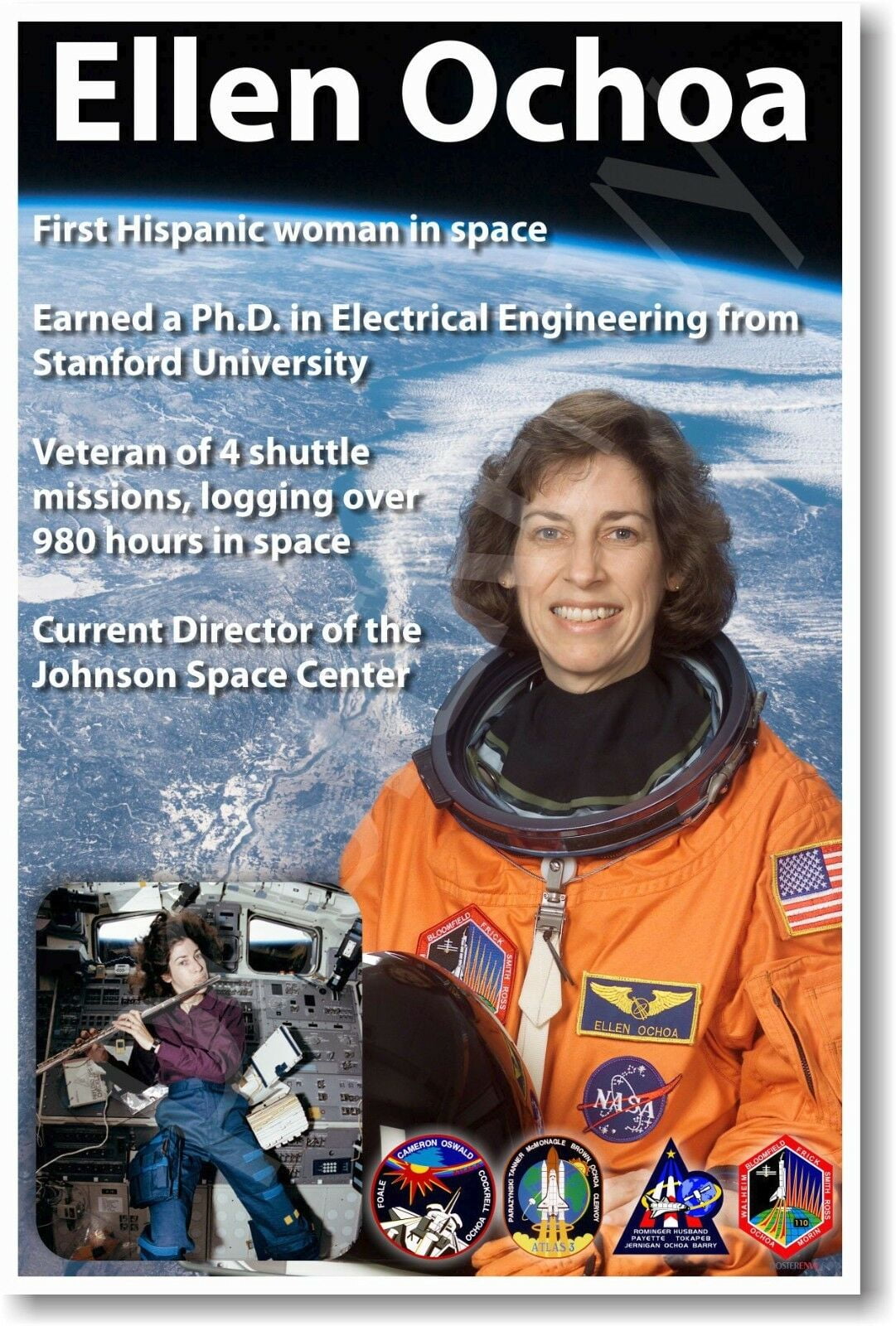 Ellen Ochoa - NEW NASA First Hispanic Woman American Astronaut Space ...