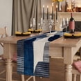 Boho Navy Blue Table Runner, Modern Geometric Abstract Art Washable ...