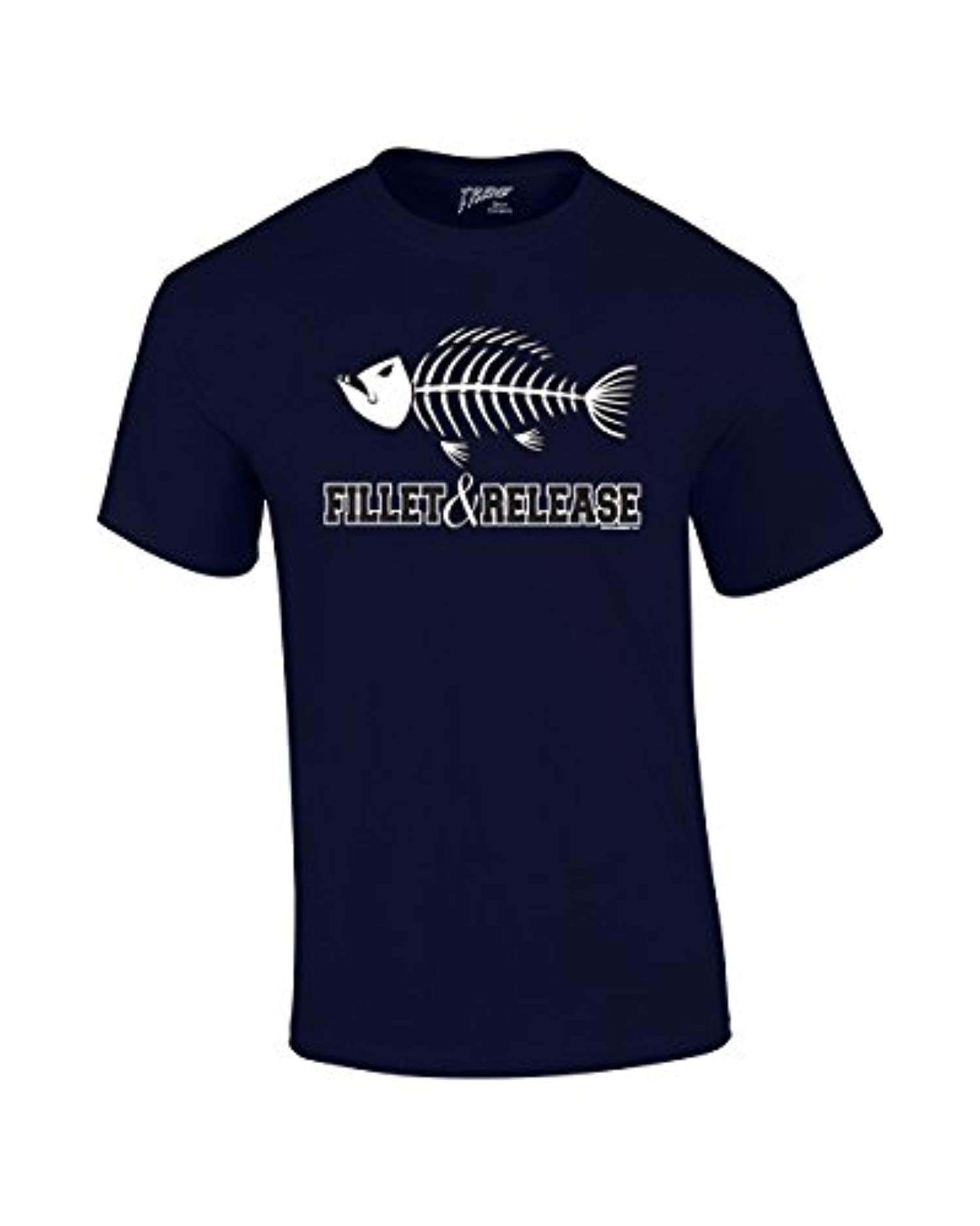 Fishing T-shirt Fillet and Release Fish Bones Tee Funny Humorous ...