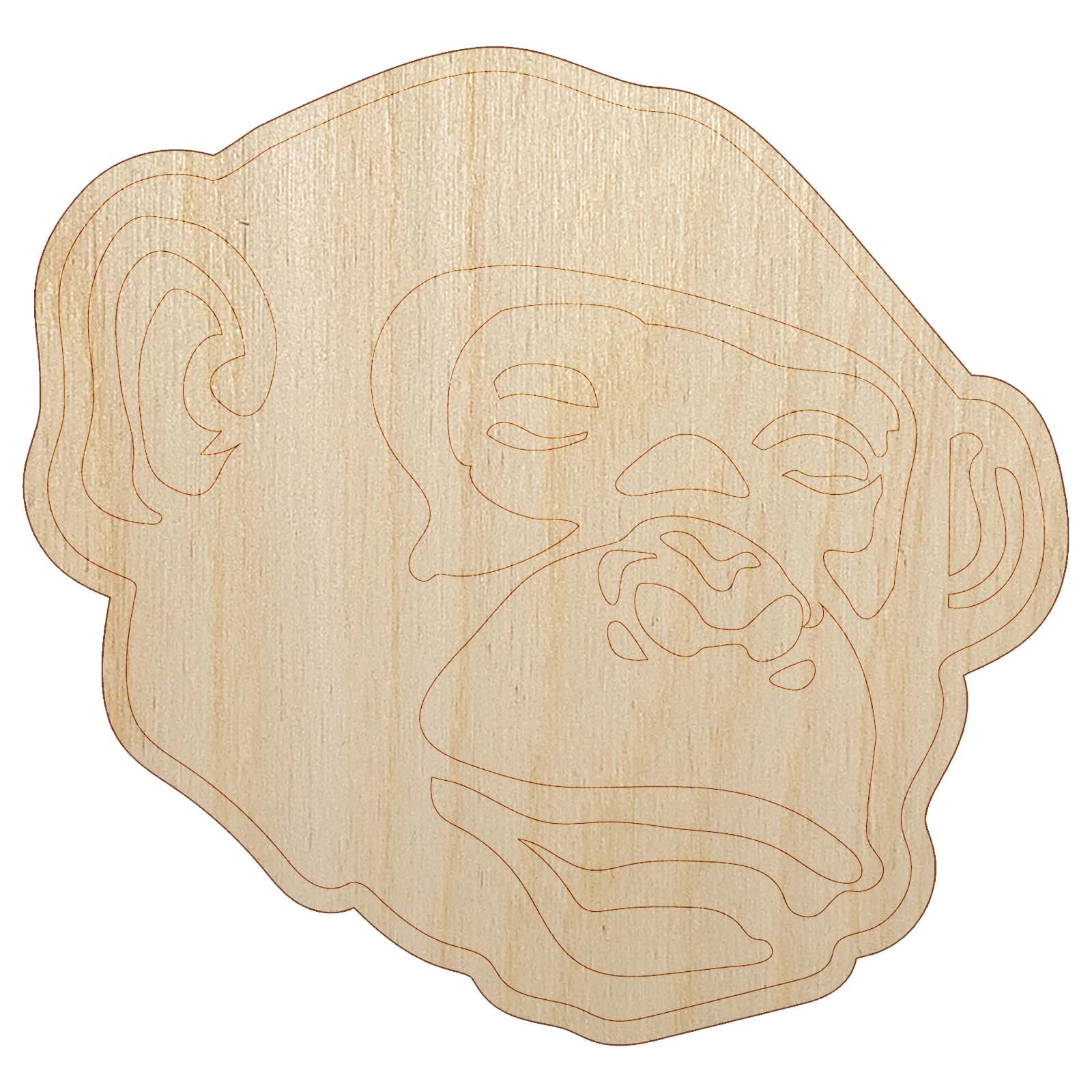 Bonobo Chimpanzee Ape Face Wood Shape Unfinished Piece Cutout Craft DIY ...