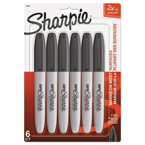 Sharpie Super Permanent Markers, Fine Point, Black, 6 Count - Walmart.com