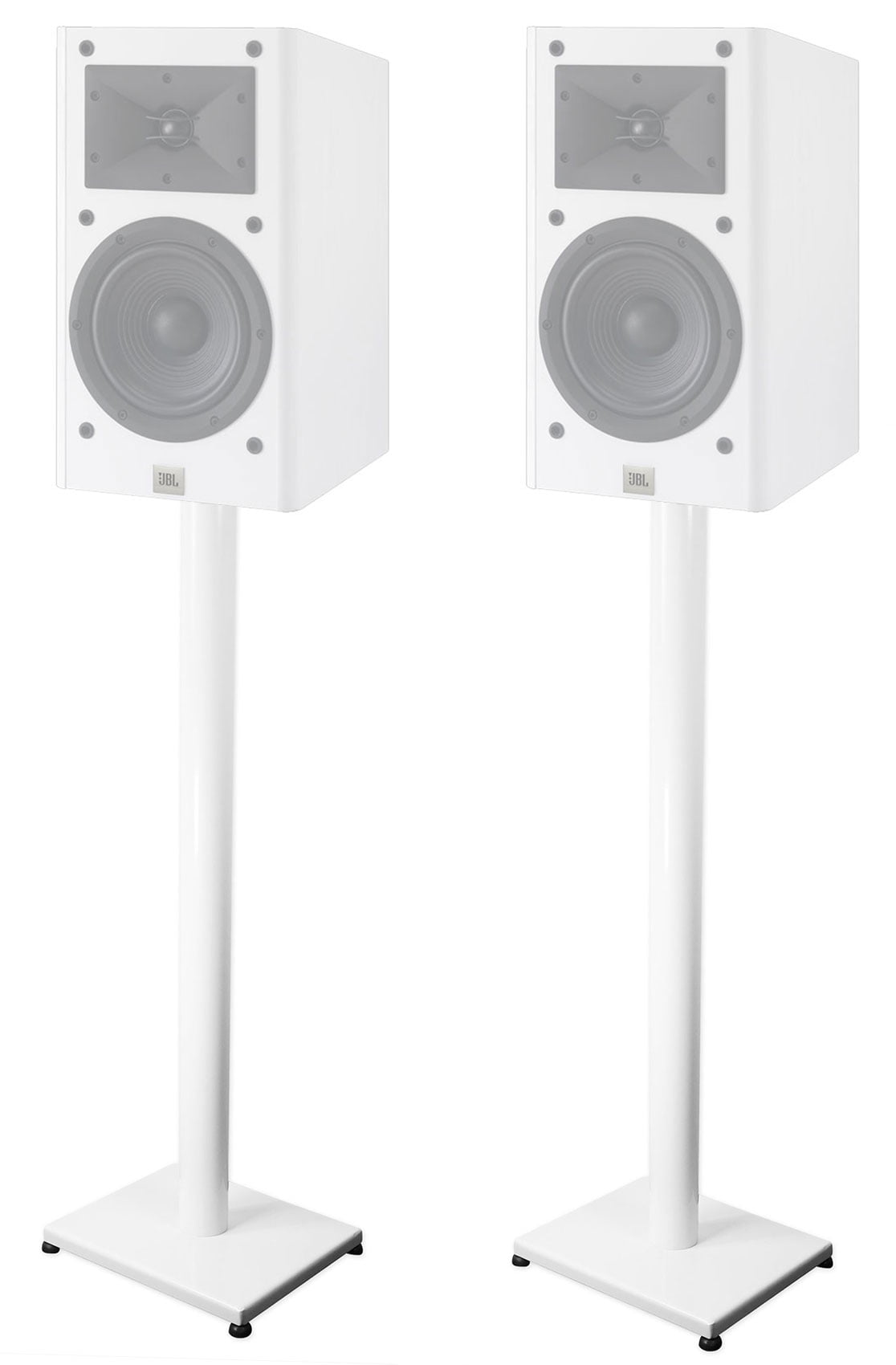 Pair 37” Steel White Stands For JBL ARENA 120 Bookshelf Speakers ...