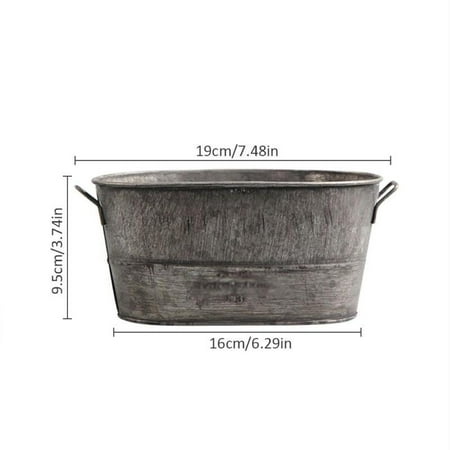 Large Round Galvanized Ribbed Zinc Metal Bucket Flower Plant Flower Pot ...