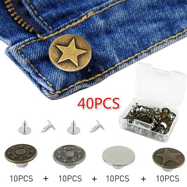 40PCS Jeans Button Tack Buttons Metal Replacement Craft Working Kit ...