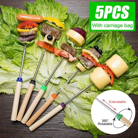 Telescoping BBQ Fork,Roasting Sticks Camping Campfire Hot Dog Skewer ...