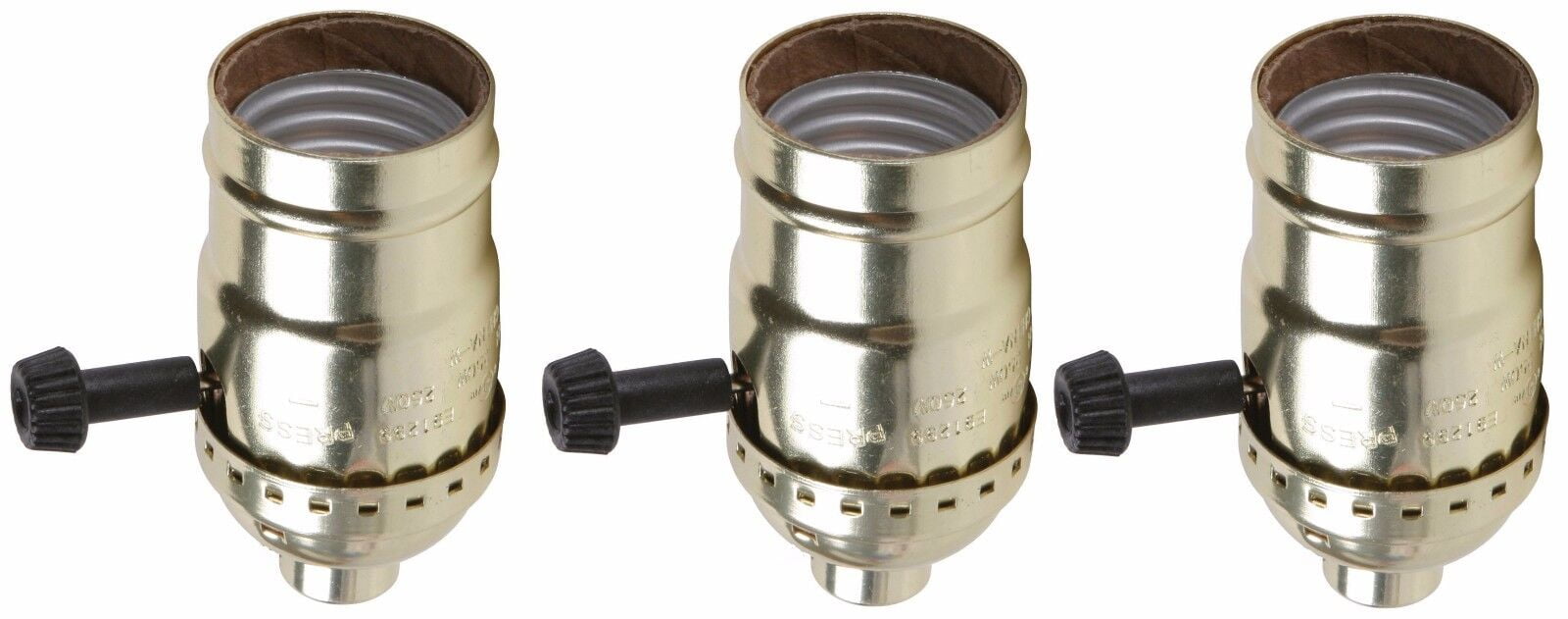 3-Way Turn Knob Lamp Socket, Medium Base, Gold Shell-Pack of 3 ...