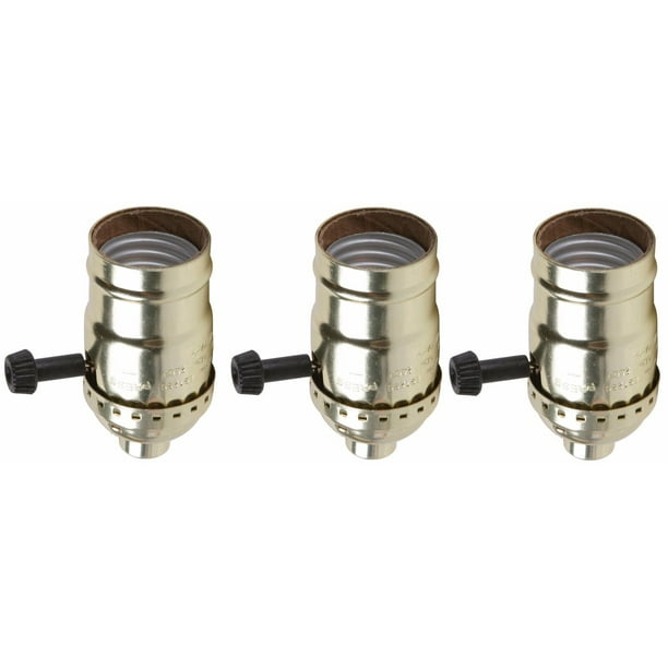 3-Way Turn Knob Lamp Socket, Medium Base, Gold Shell-Pack of 3 ...