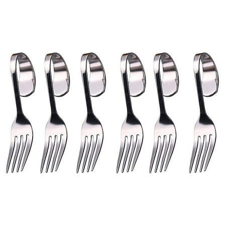 6pcs Stainless Steel Curved Handle Fork Cake Forks Dessert Forks Salad ...