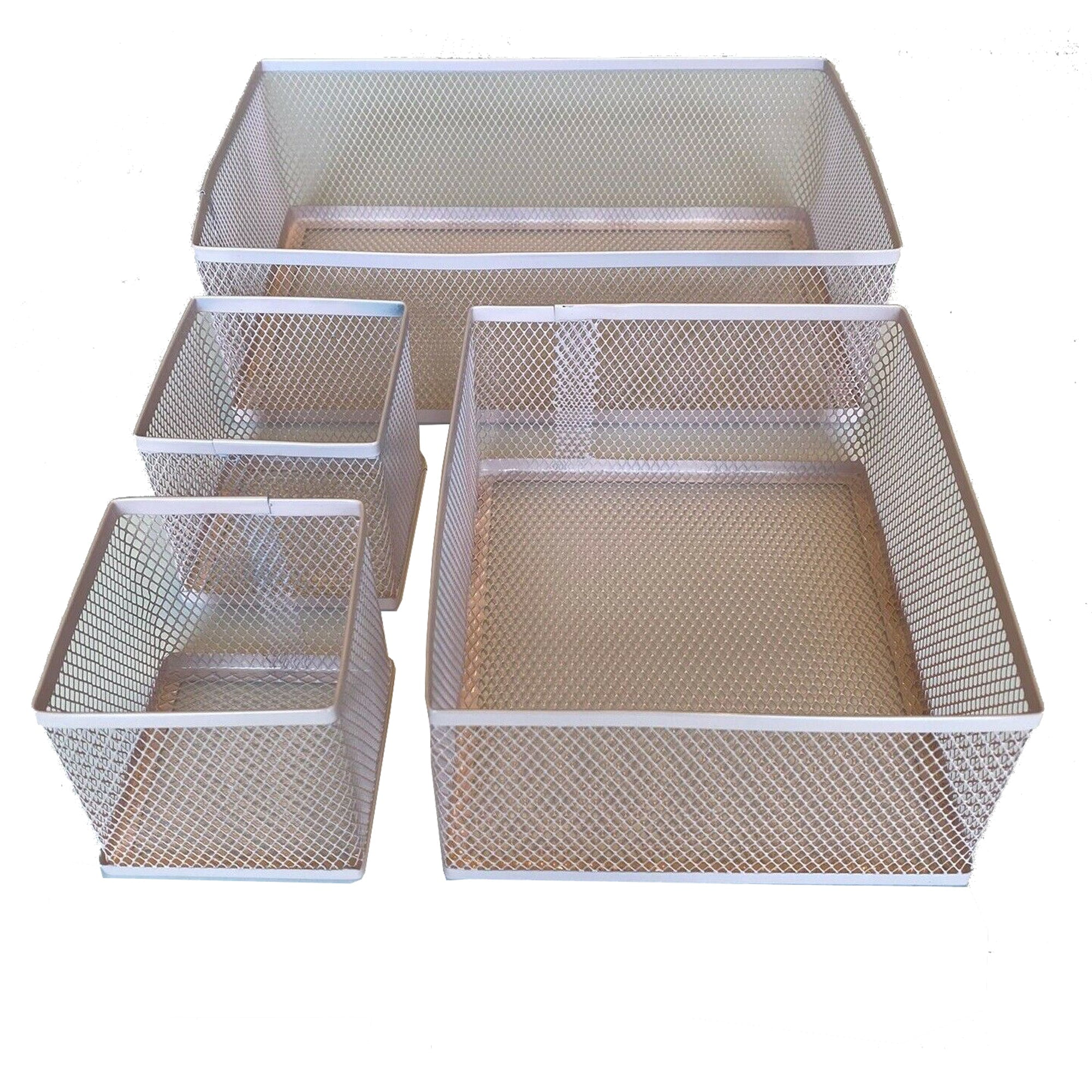 Set of 4 metal mesh desk organizer bin storage office desk essential ...