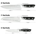 Topfeel Kitchen Knife Set, 3pk Stainless Steel Chef, Santoku & Utility ...