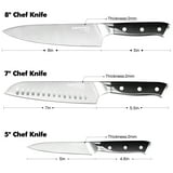 TOPFEEL Professional Cooking 3-Piece Kitchen Knife Set, Stainless Steel ...