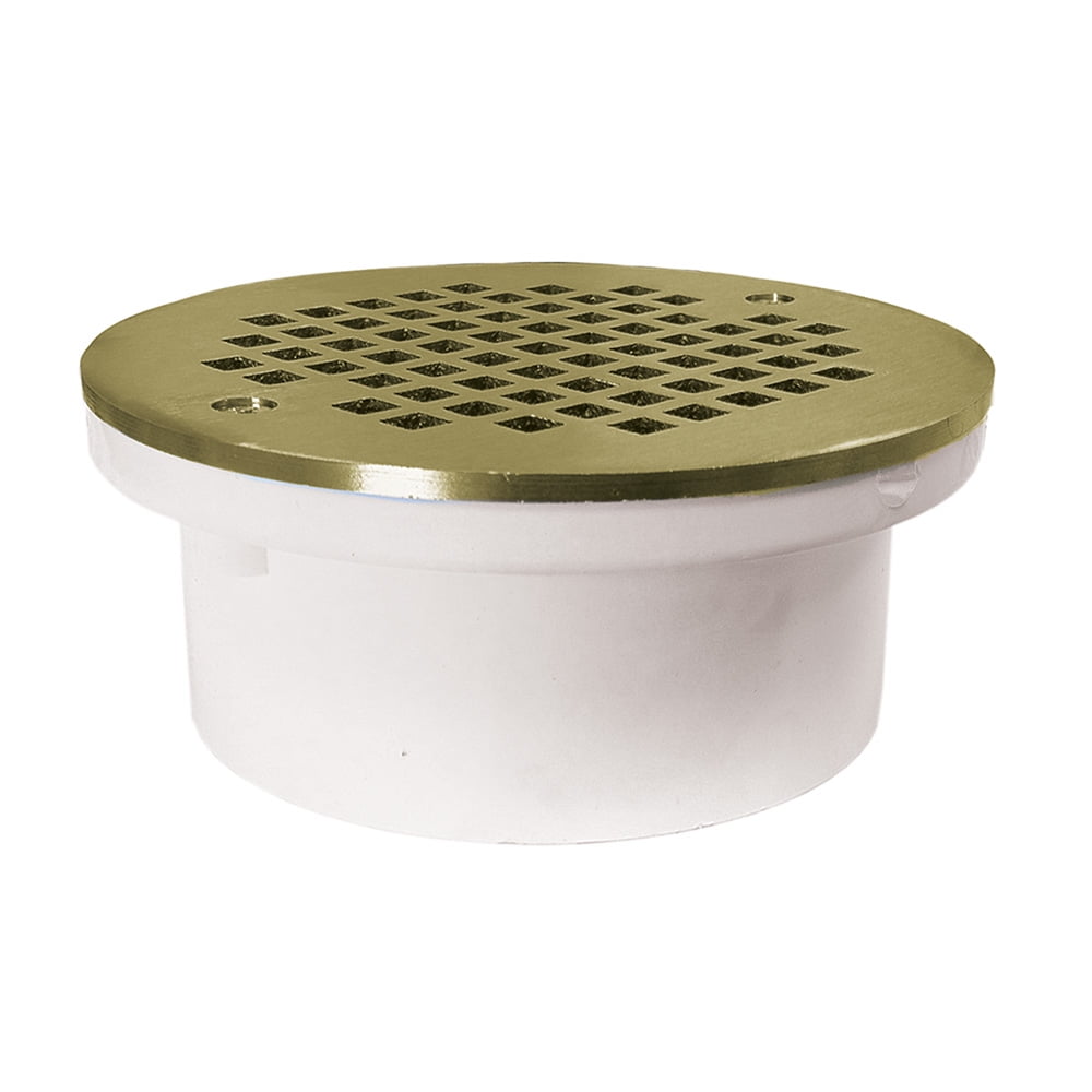 4" General Purpose PVC Drain with 6" Polished Brass Round Strainer ...