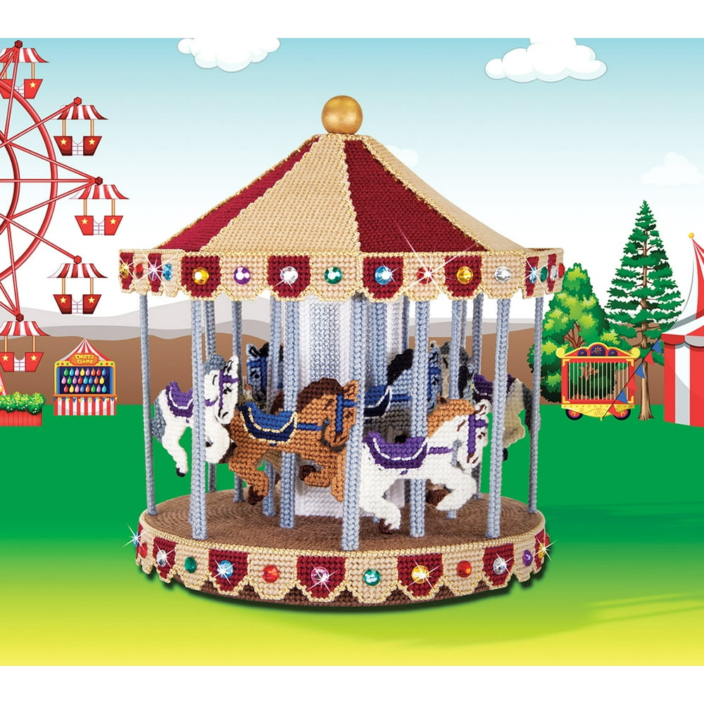 Mary Maxim Musical Carousel Plastic Canvas Kit - Walmart.com - Walmart.com