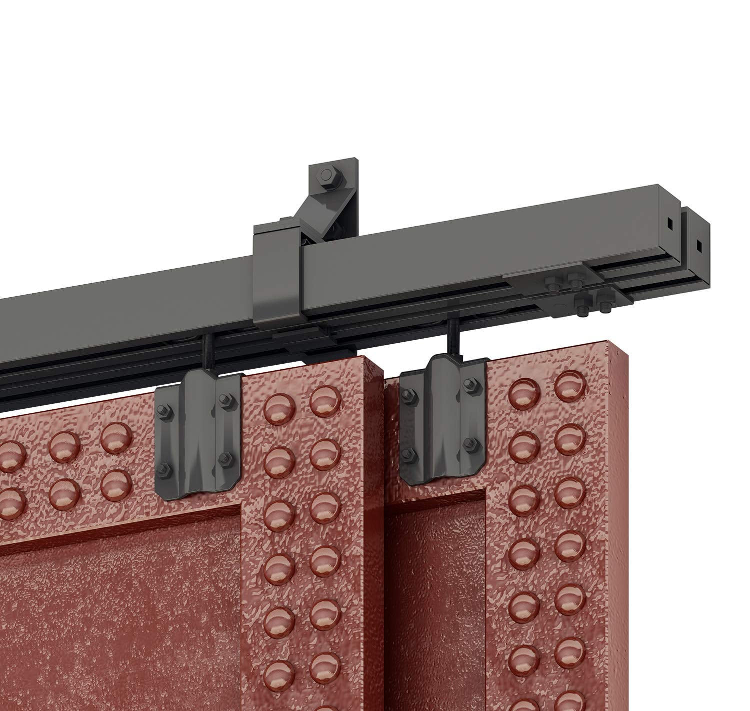 6FT Box Rail Heavy Duty Bypass Barn Door Hardware Black Box Track ...