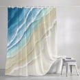 Abstracts Sandy Beach Shower Curtains for Bathroom, Blue Beige Gradient ...