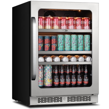 "Frigidaire 24"" 165 Can Beverage Cooler, Stainless Steel with Glass ...