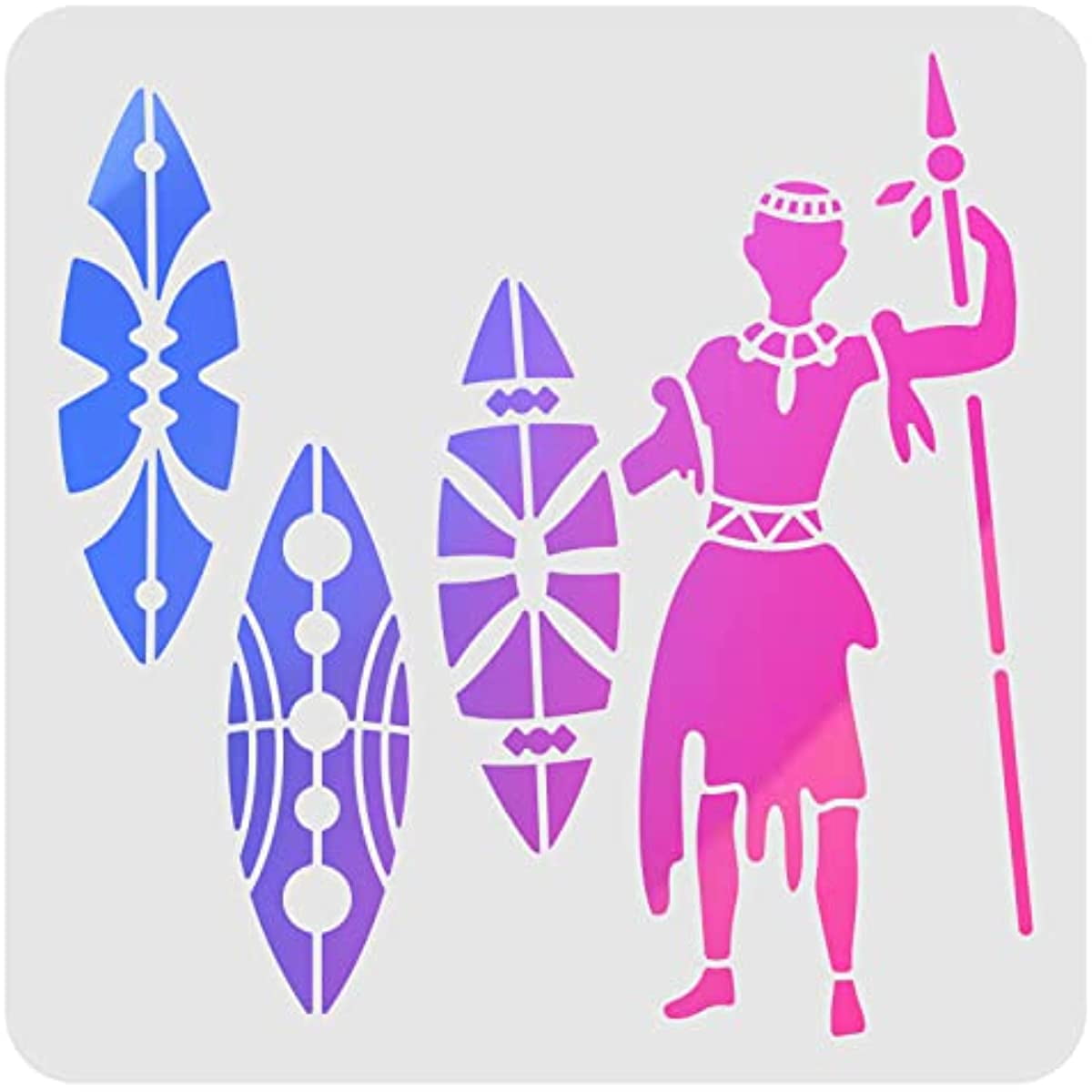African Tribe Drawing Painting Stencils Template 11.8x11.8inch Plastic ...