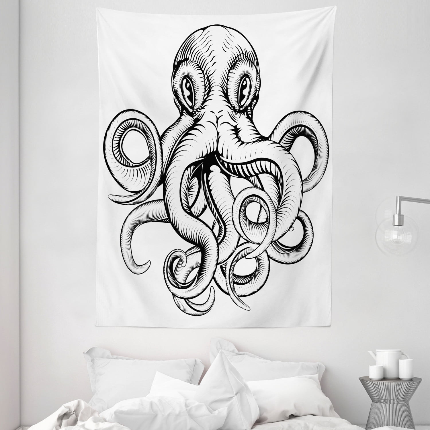 Octopus Decor Wall Hanging Tapestry, An Illustration of An Octopus in A ...